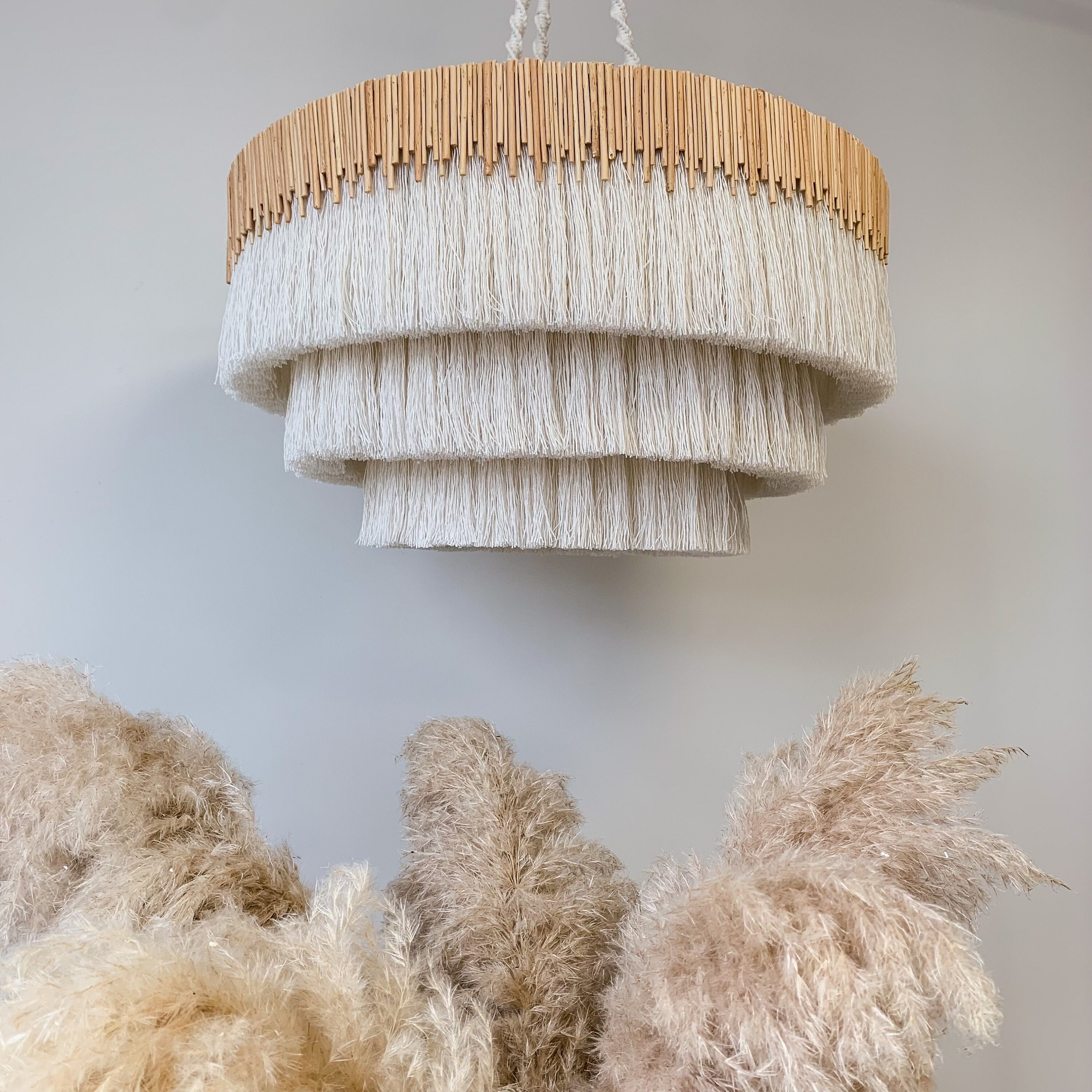Fringe Pendant Light, Cotton Pendant Light Fixture, Boho Light, Nursery ...