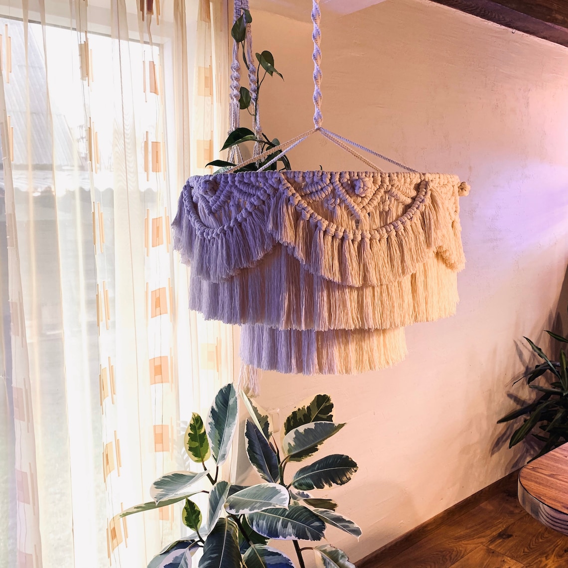 Boho Light. Fringe Chandelier Macrame Lamp Shade Macrame - Etsy