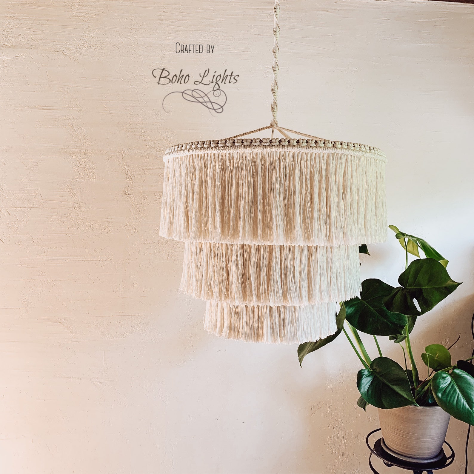 Boho Fringe Chandelier Cotton Pendant Light Fringe Light - Etsy