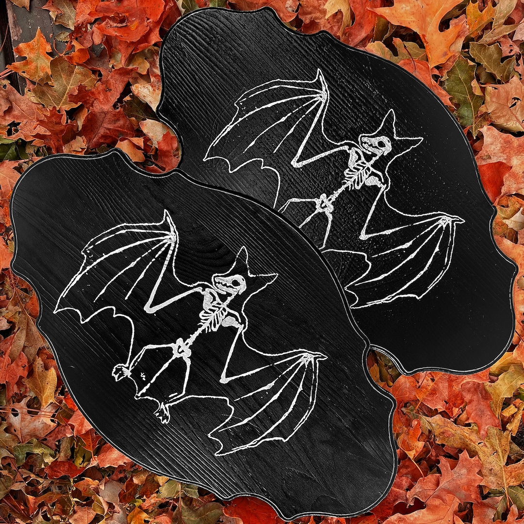 Skeleton Bat Plaque - Etsy