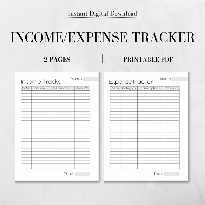 Income and Expense Tracker Printable Money Tracker Financial | Etsy