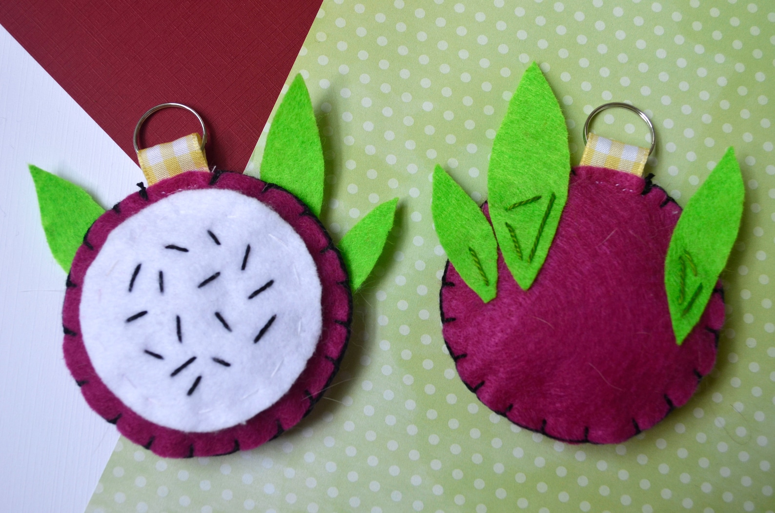Handmade Felt Dragon Fruit Keychain - Etsy