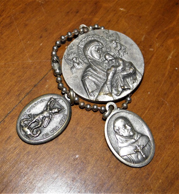 3 Vintage Catholic Charms. St. Christopher Archangel Michael | Etsy