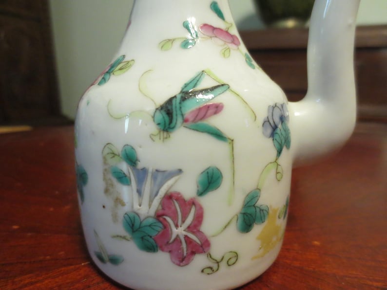 Antique Chinese Small Teapot Decorated With Insects and Flowers ...