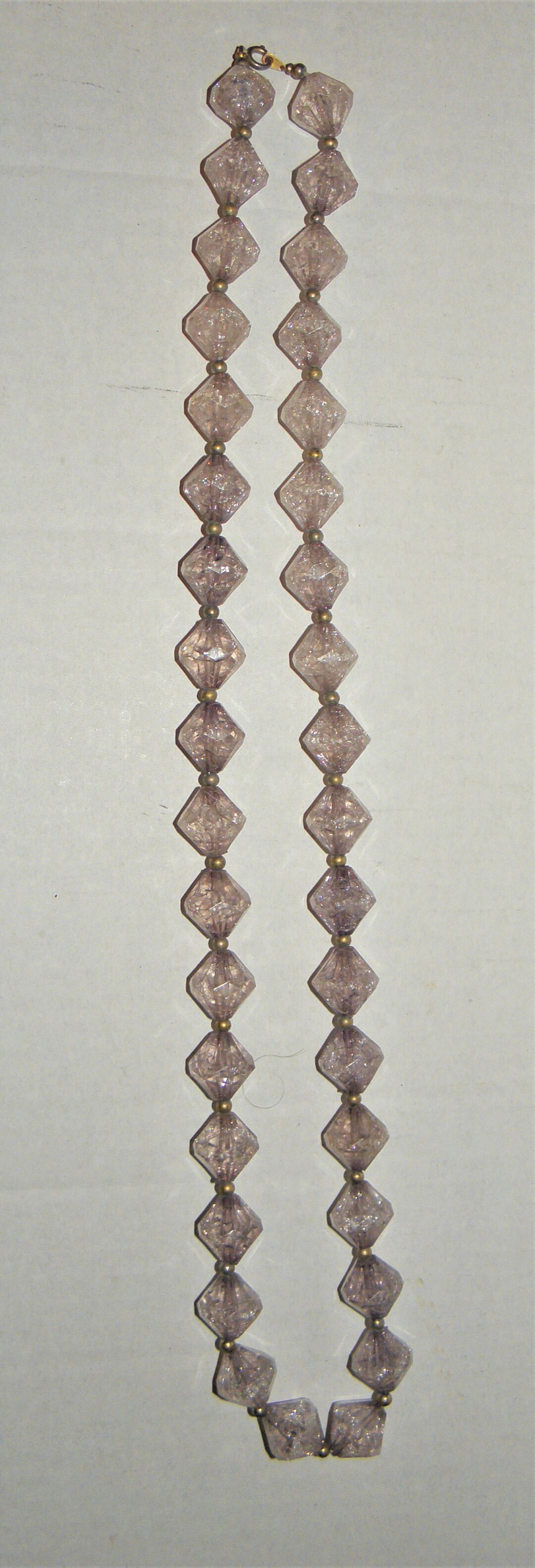 Fun Vintage Beaded Long Stranded Necklace With Light Purple Cracked ...
