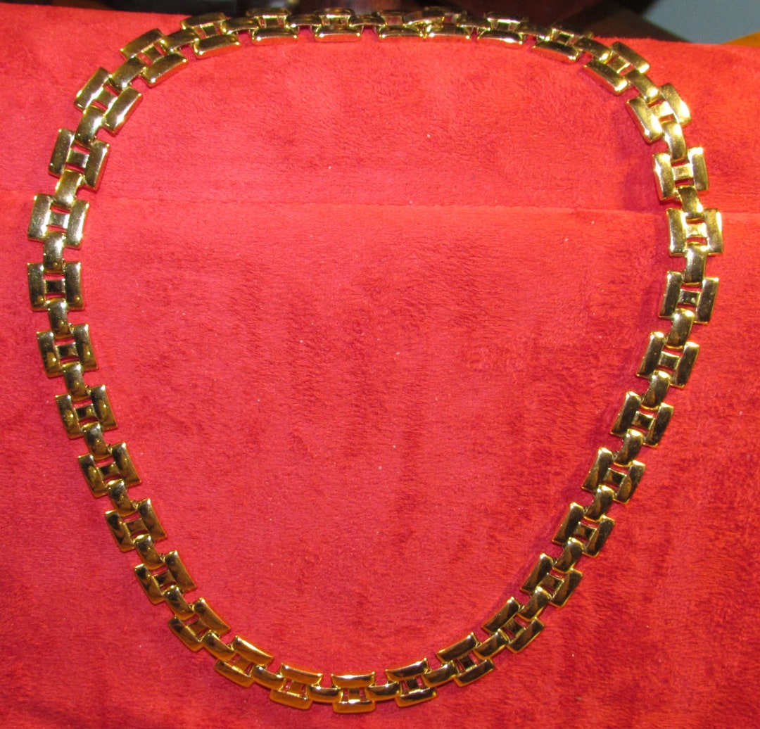 1980's Square Link Gold Plated Chain. - Etsy