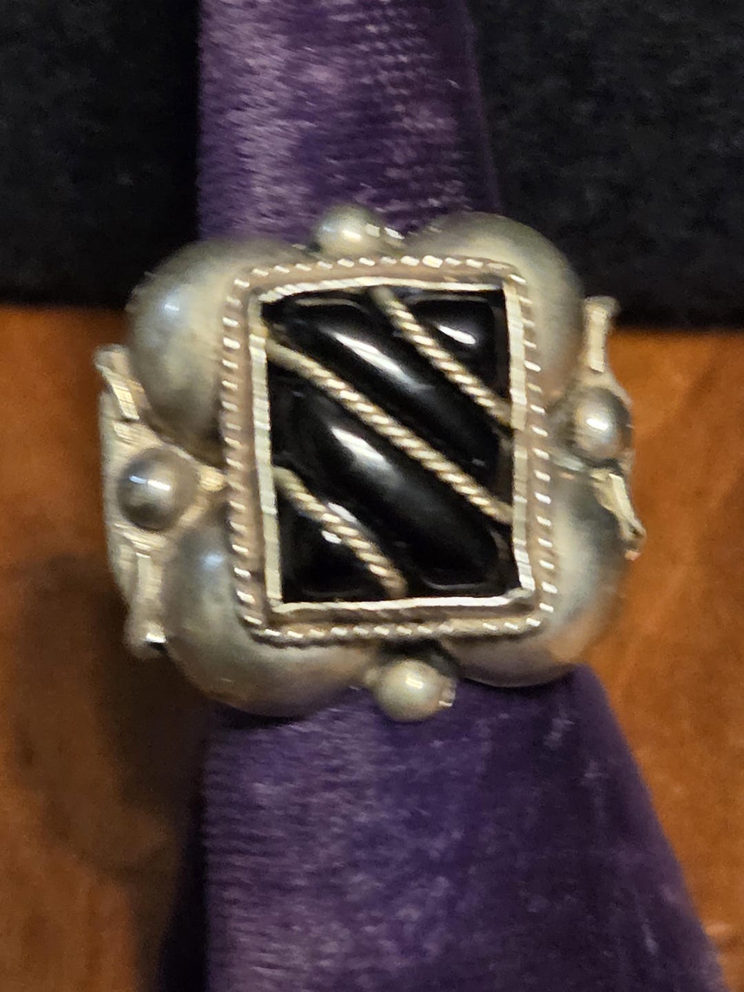 Vintage Taxco Mexican Sterling Silver Ring~made in Mexico~sz. 5.5 Onyx ...