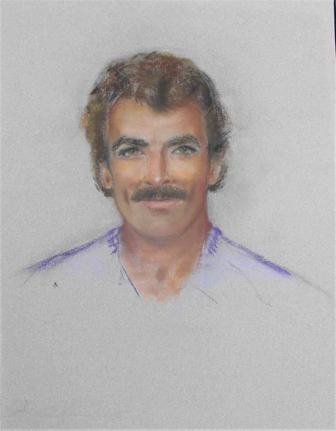 Pastel Drawing Portrait Painting. Handsome Man. Mustache~1980's ...