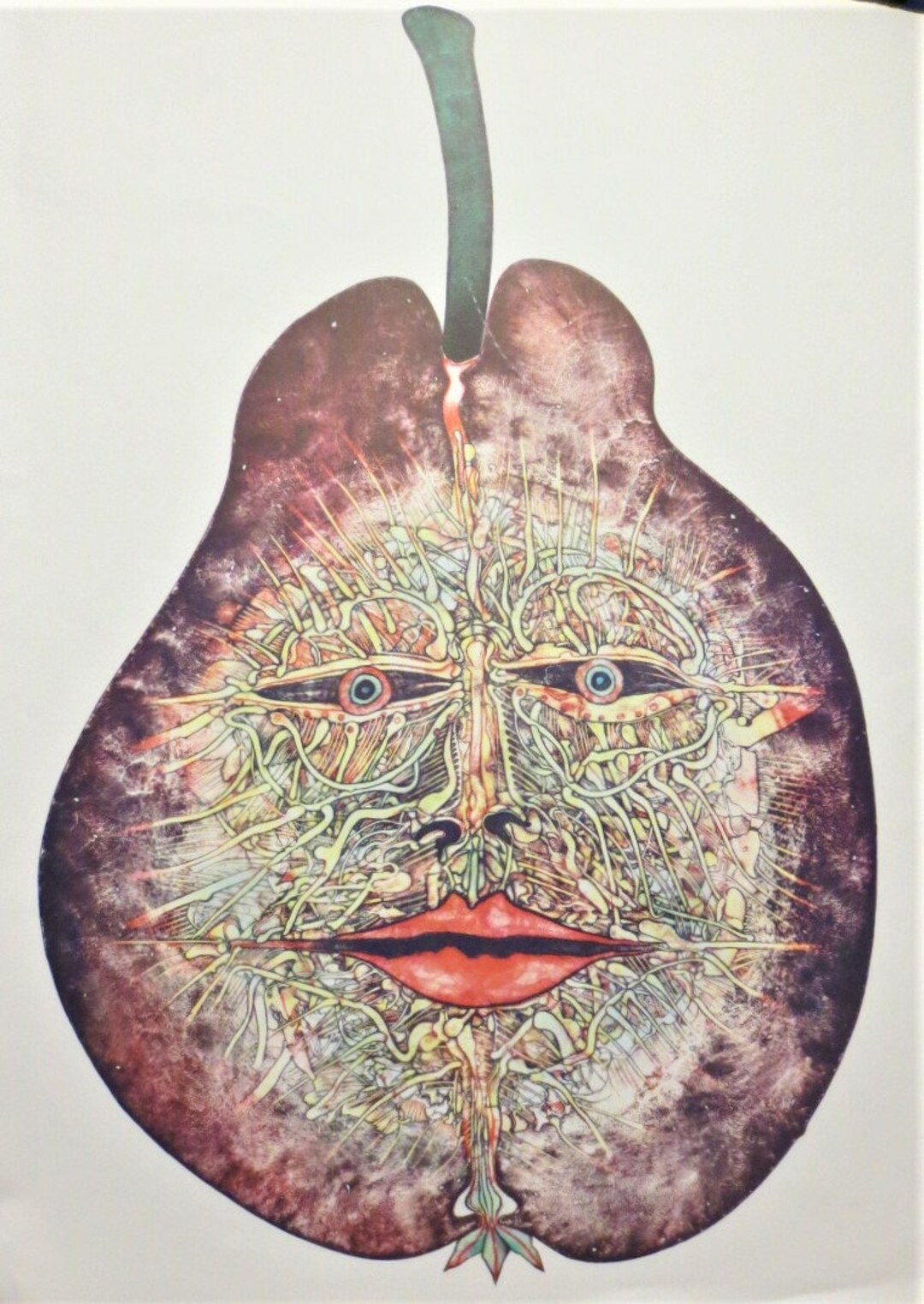 BERNHARD JAGER Lithograph "gute Luise" 1973 25"x 30" Surrealist. Pear ...