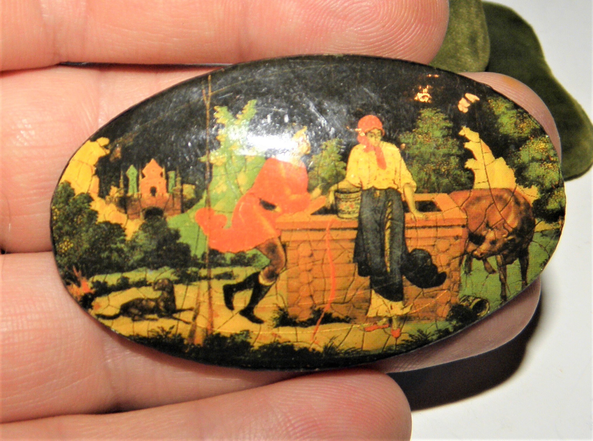 Vintage ruso ovalado en forma de pin con la escena de dos | Etsy
