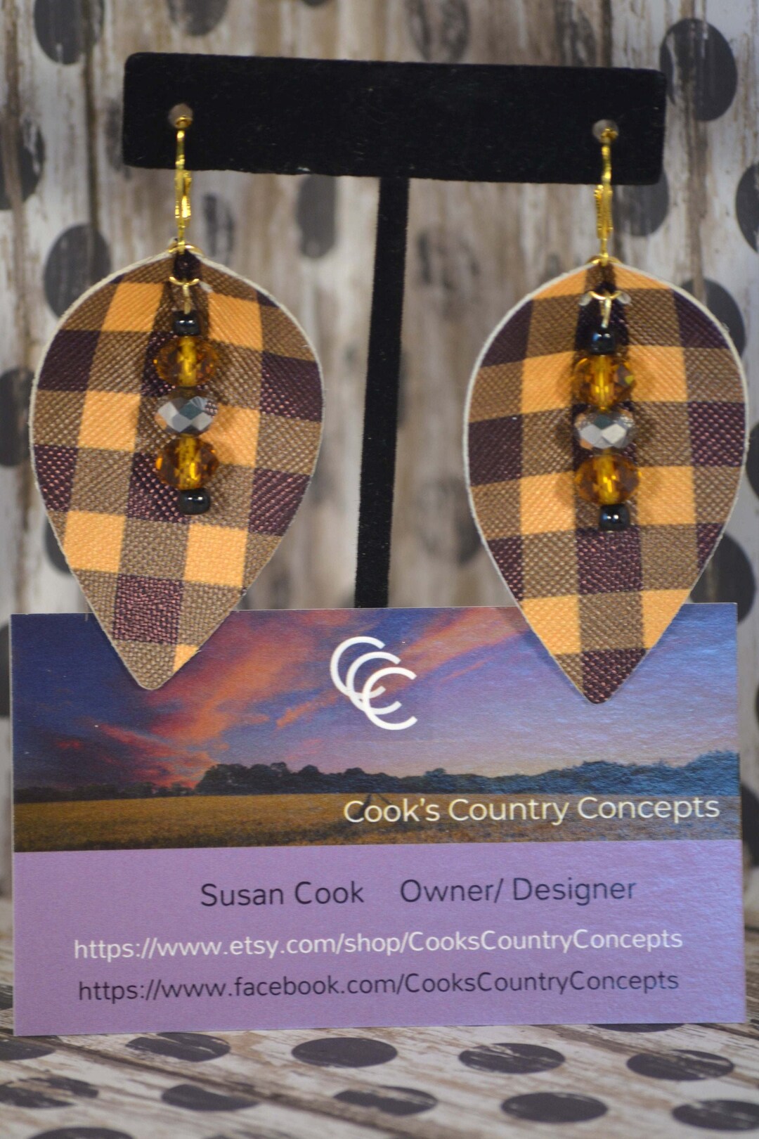 Iowa Faux Leather Earring Yellow and Black Buffalo Plaid Earrings, Zia ...