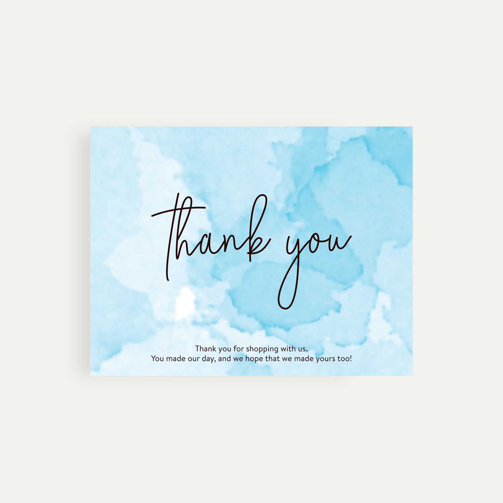 Printable Thank You Cards in Blue Watercolour, Digital Inserts ...