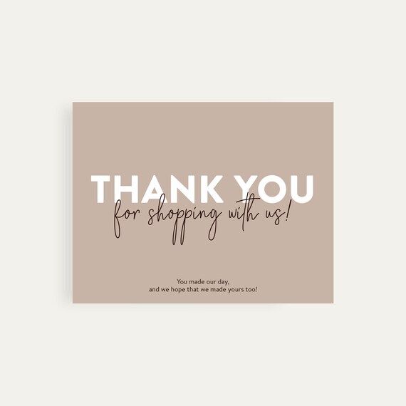 Printable Thank You Card Pastel Brown Small Business | Etsy
