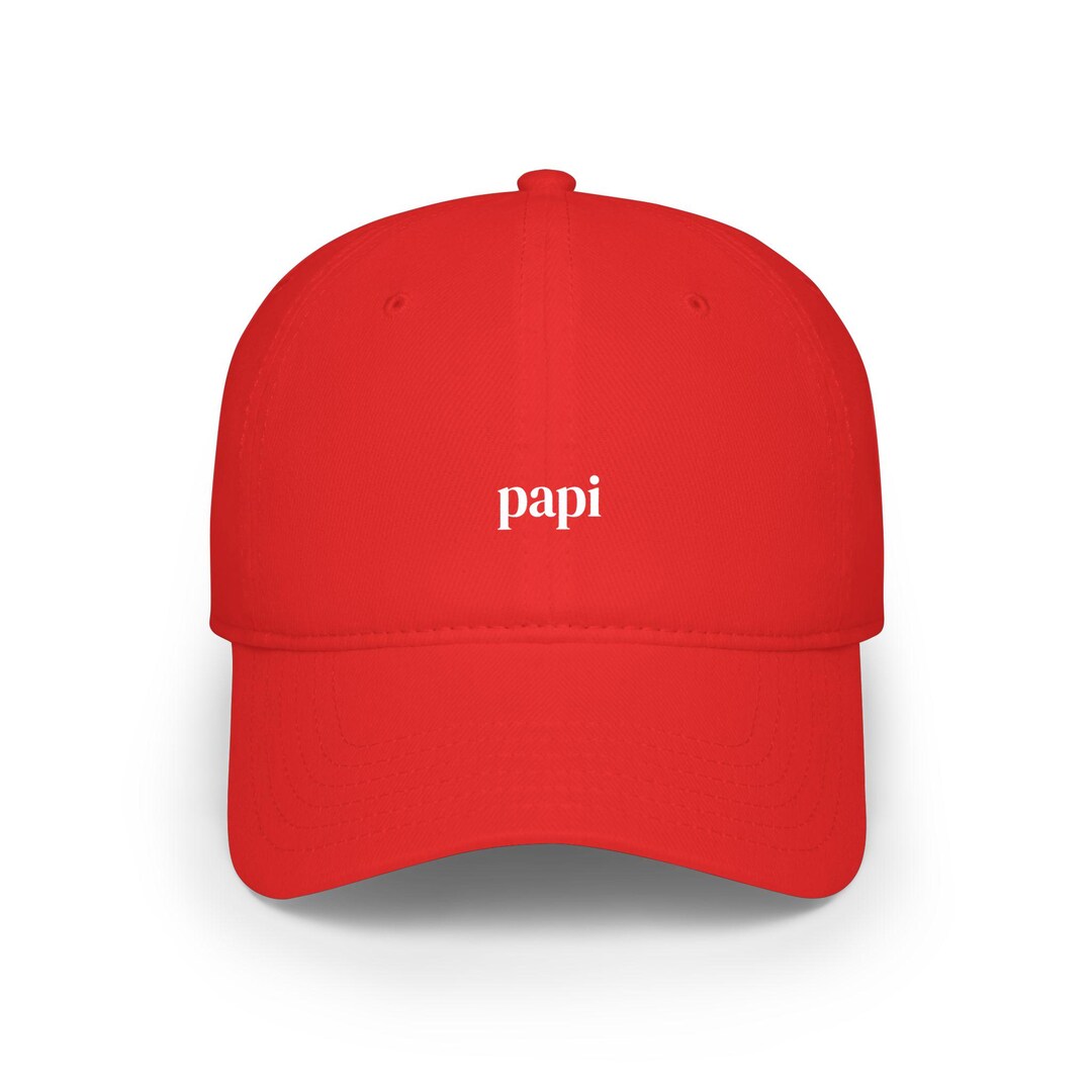 Papi Embroidered Dad Cap | Low Profile Baseball Cap, Red, Minimalist ...