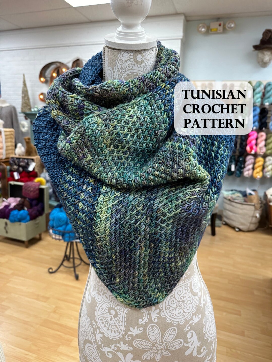 Pattern, Ringing Rocks Shawl (worsted), Tunisian Crochet Pattern ...
