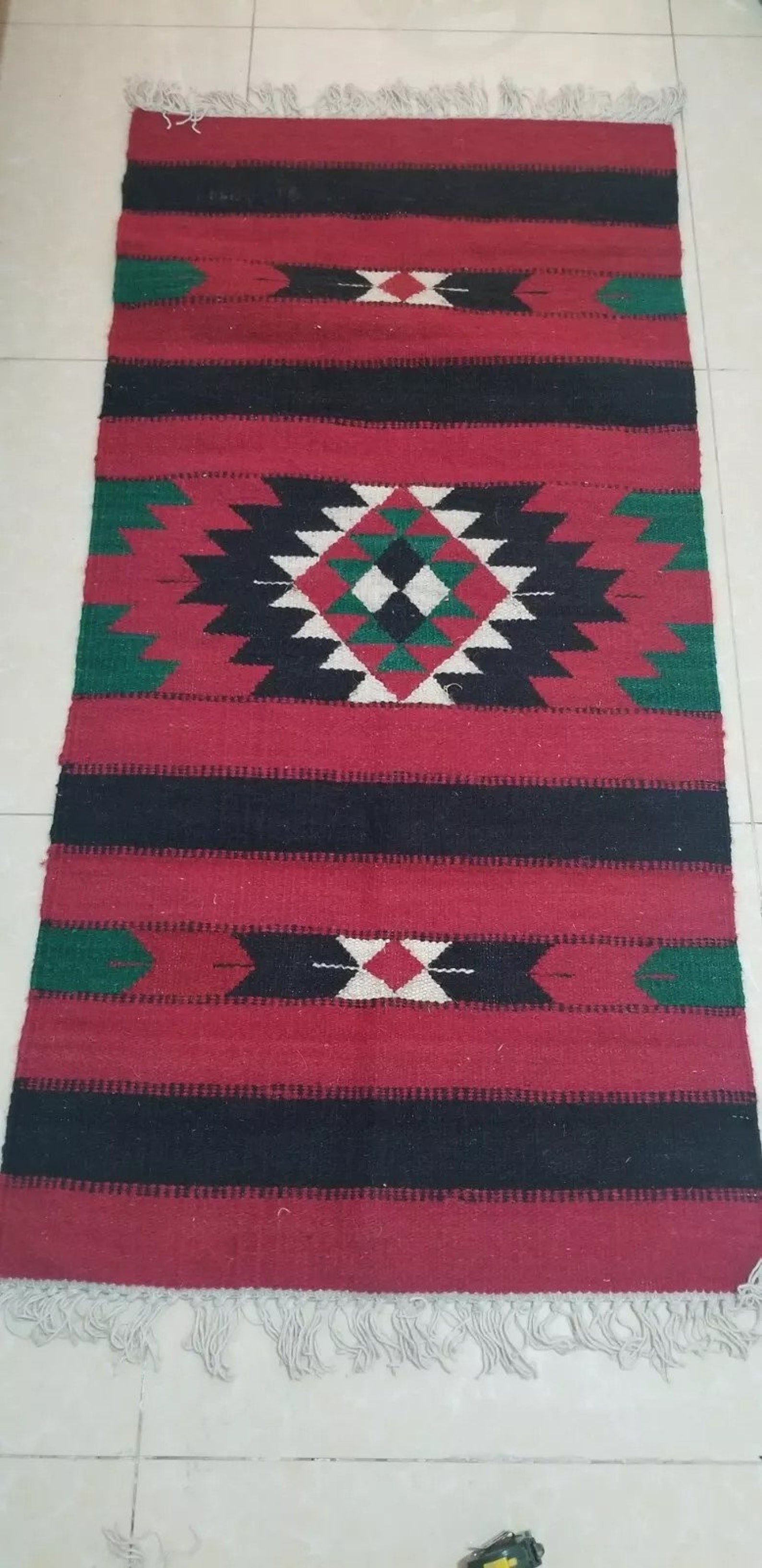 Vintage Wool Bedouin Weaving Colored Carpet Rug Traditional Jordanian ...