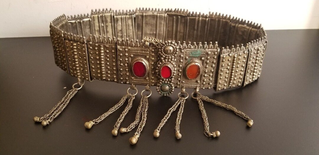 Antique Silver Yemeni Jewish Large Belt Handmade With Agate Stones 900 ...