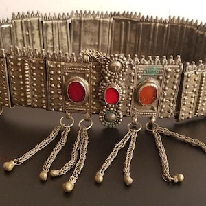Antique Silver Yemeni Jewish Large Belt Handmade With Agate Stones 900 ...