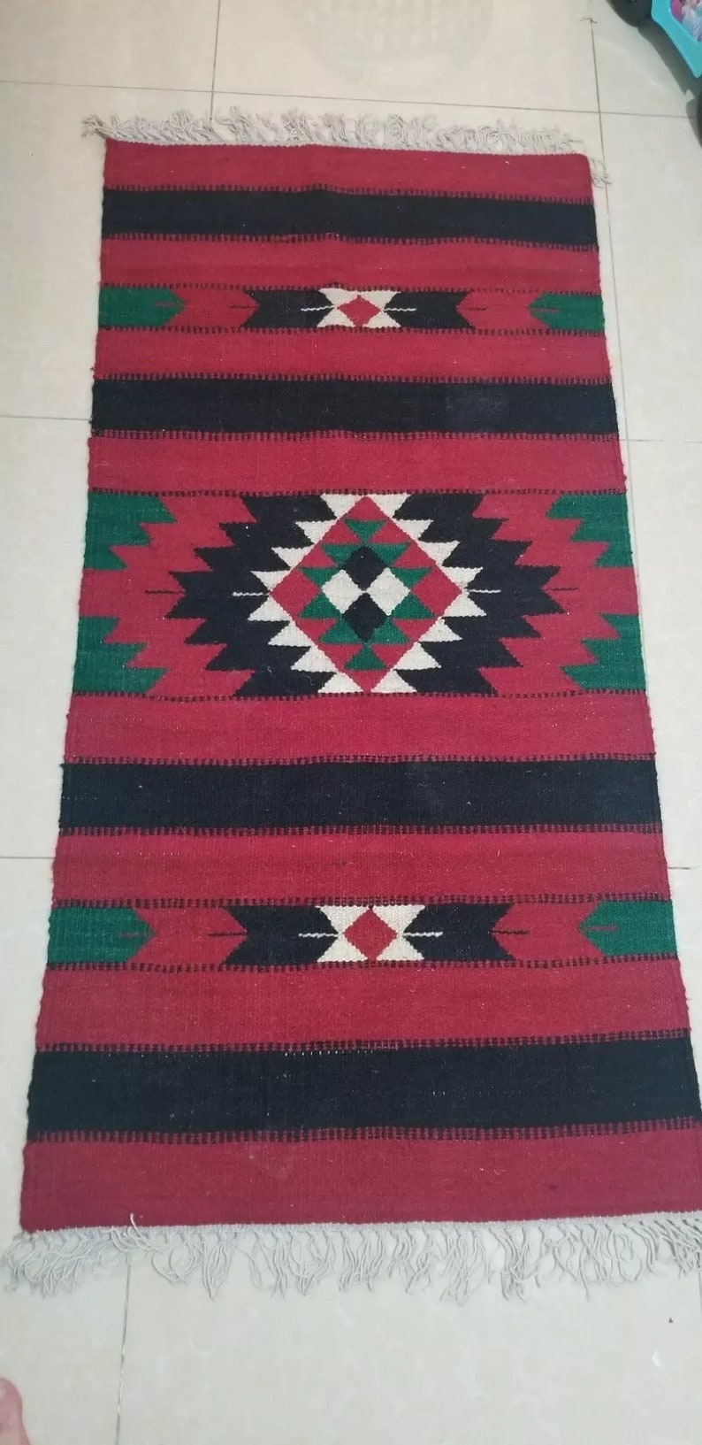 Vintage Wool Bedouin Weaving Colored Carpet Rug Traditional Jordanian ...