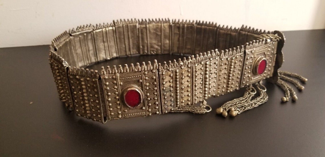 Antique Silver Yemeni Jewish Large Belt Handmade With Agate Stones 900 ...