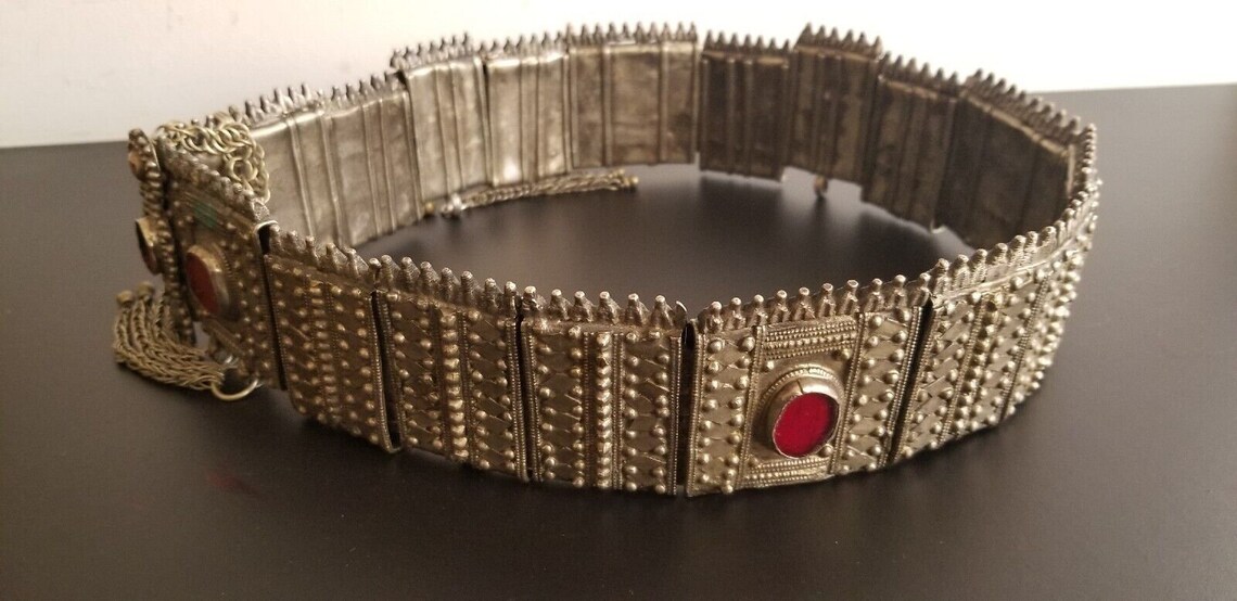 Antique Silver Yemeni Jewish Large Belt Handmade With Agate Stones 900 ...