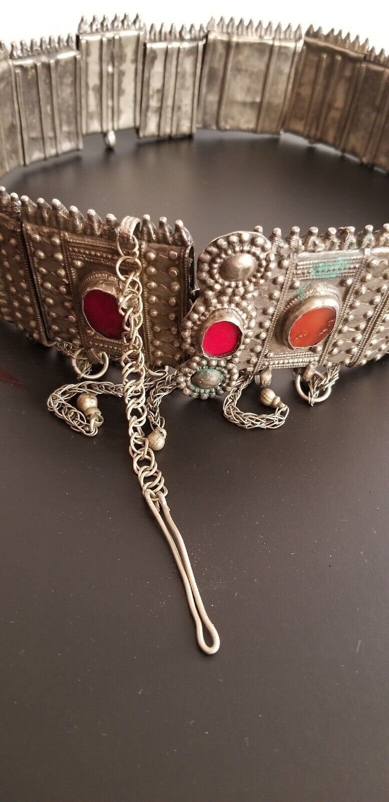 Antique Silver Yemeni Jewish Large Belt Handmade With Agate Stones 900 ...