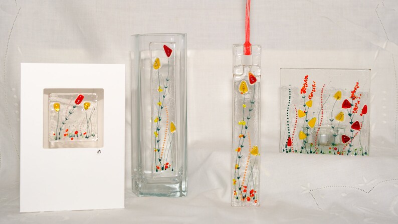 Fused Glass Greetings Card; Hand Made, Meadow Flowers - Etsy UK