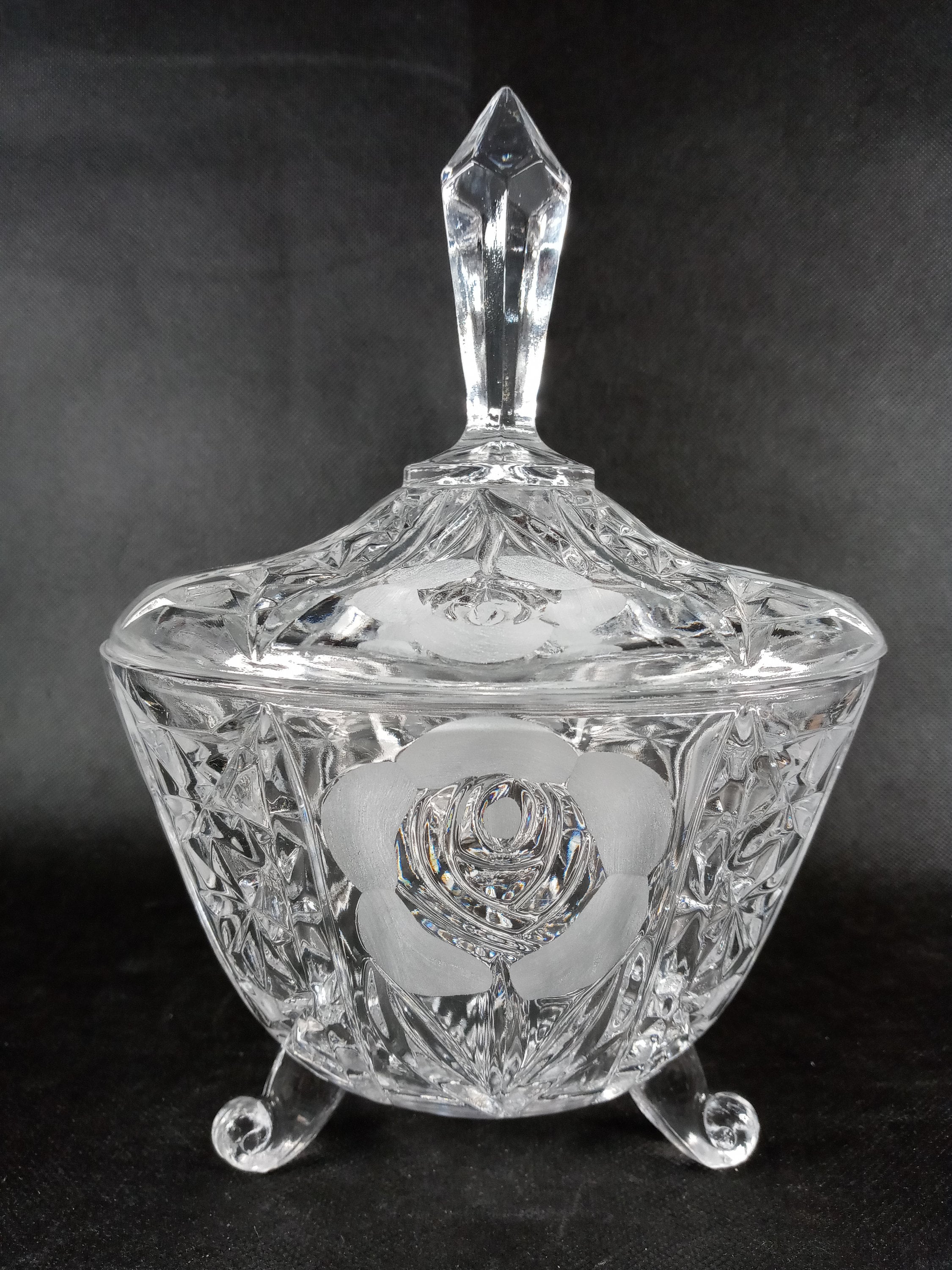 Lead Crystal Candy Dish With Lid With Cut Floral Decoration. - Etsy