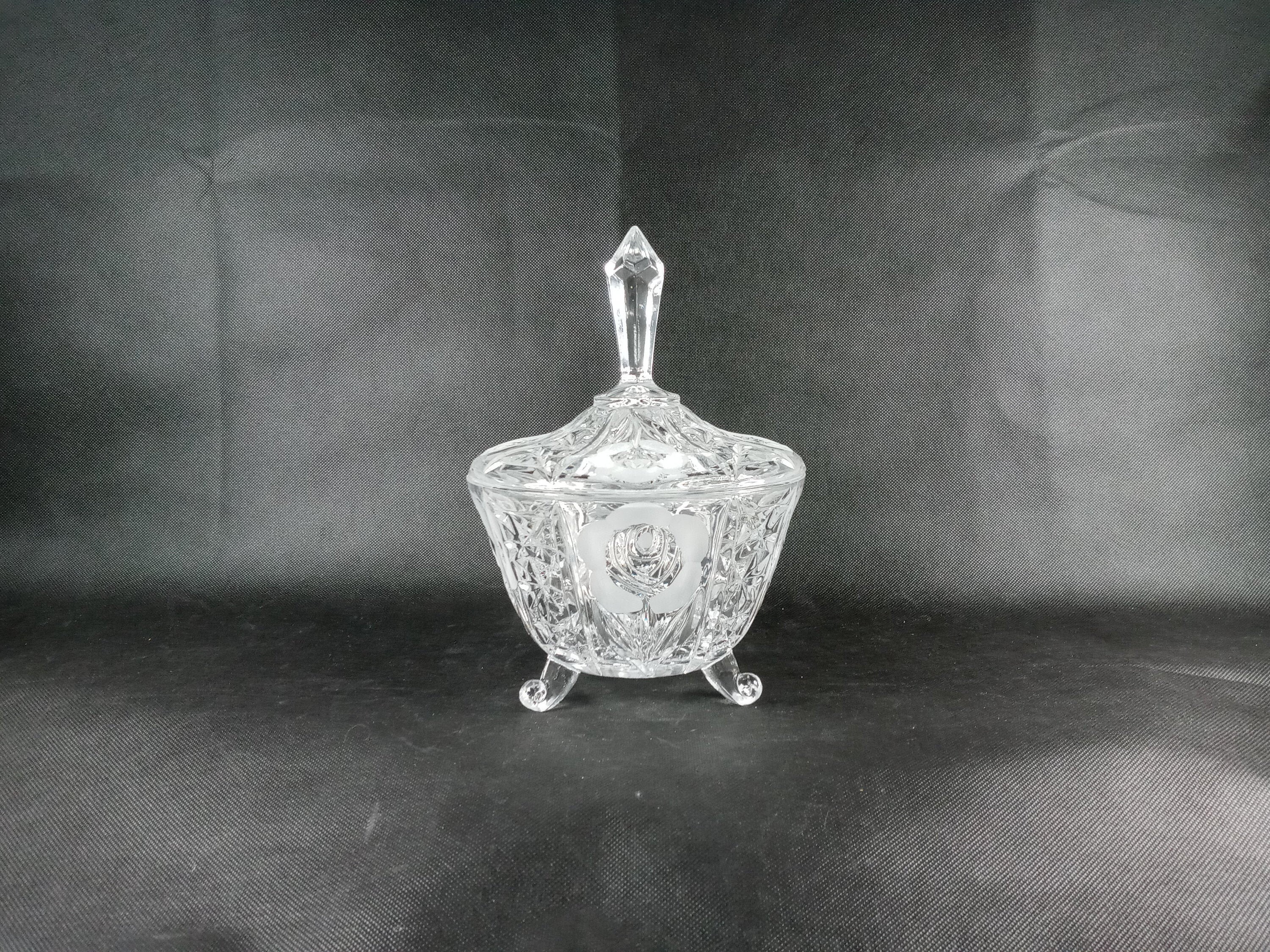 Lead Crystal Candy Dish With Lid With Cut Floral Decoration. - Etsy