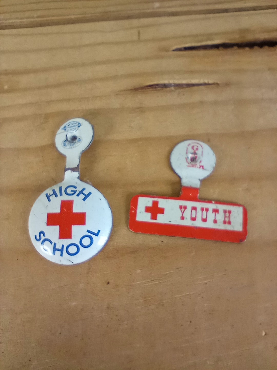 Vintage Red Cross Fold Over Lapel Metal Tabs - Etsy