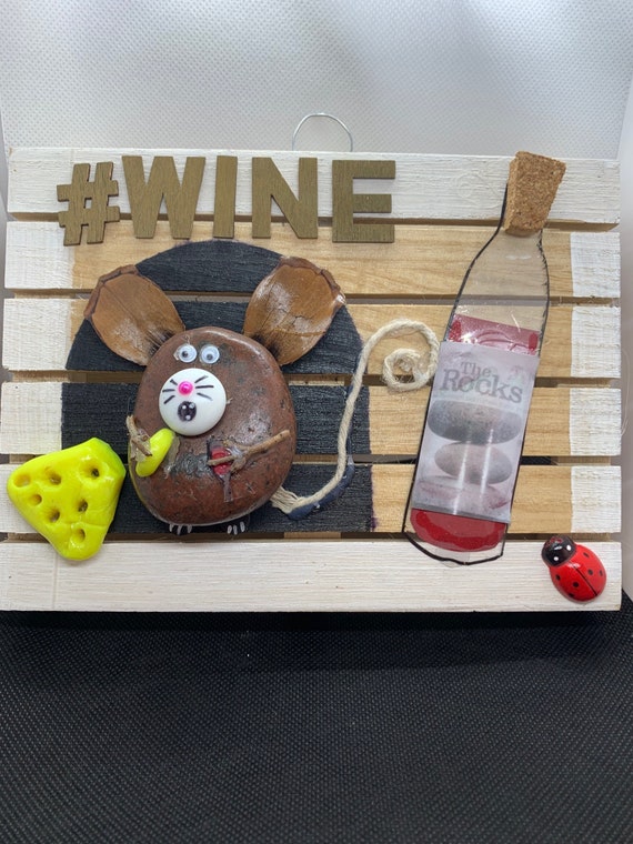 Mouse with cheese and wine wine | Etsy