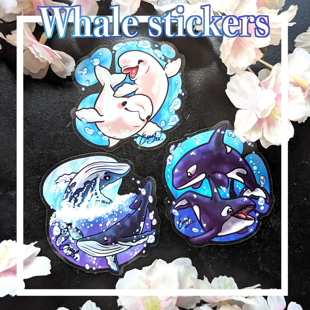 Whale Stickers, Beluga Whale, Humpback, Orca, Cute Alaskan Whale ...