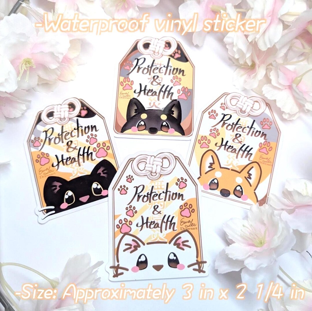 Pet Safety Sticker: Japanese Good Luck Omamori for Cats & Dogs ...
