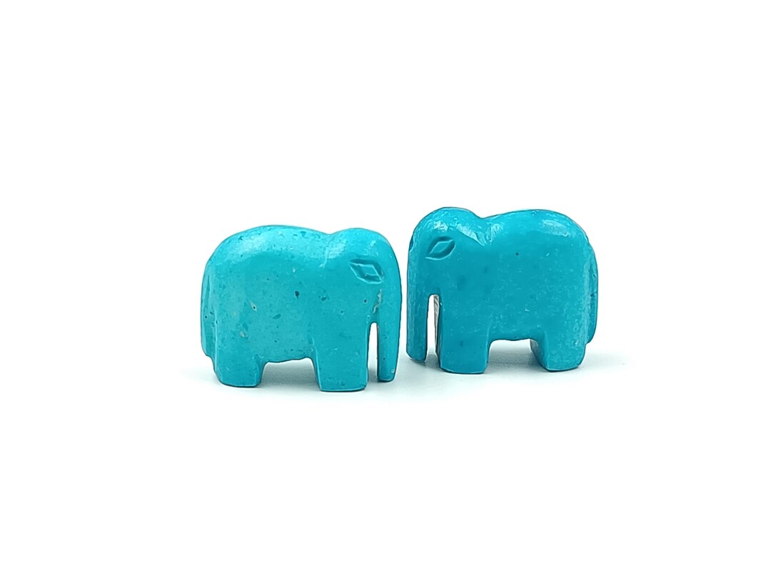 Turquoise Hand Carved Elephant Shape Stone, Loose Figurine, Gemstone ...