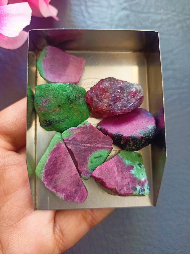 Ruby Zoisite Rough Piece, Raw Gemstone Chunk, Untreated Ruby Loose Crystal, Healing Stone, Raw ...