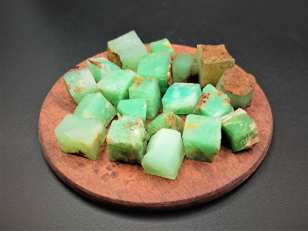 5 Piece Raw Chrysoprase Crystal Nuggets, Jewelry Making, Healing Stone ...