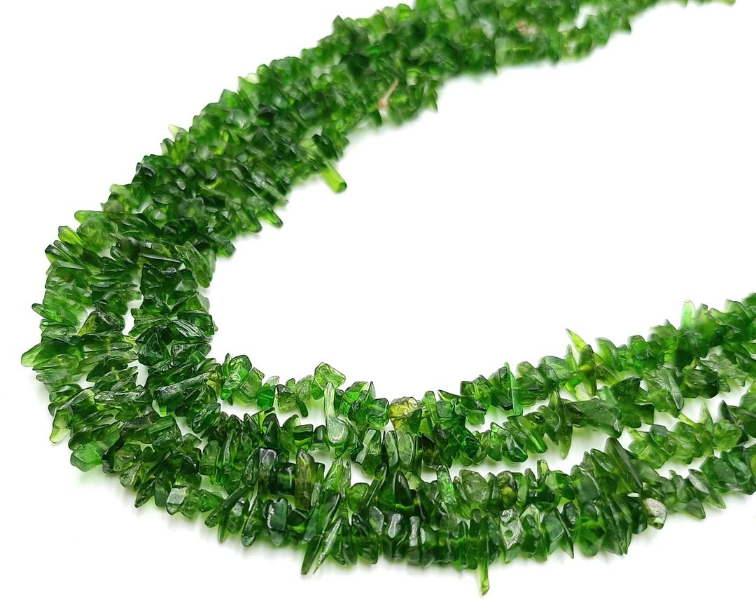 34" Strands Natural Chrome Diopside Uncut Chip Beads, Smooth Polished ...