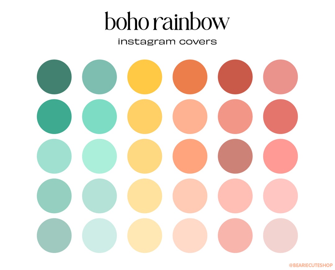 Boho Rainbow Instagram Highlight Covers, Insta Covers, Solid Colors, IG ...