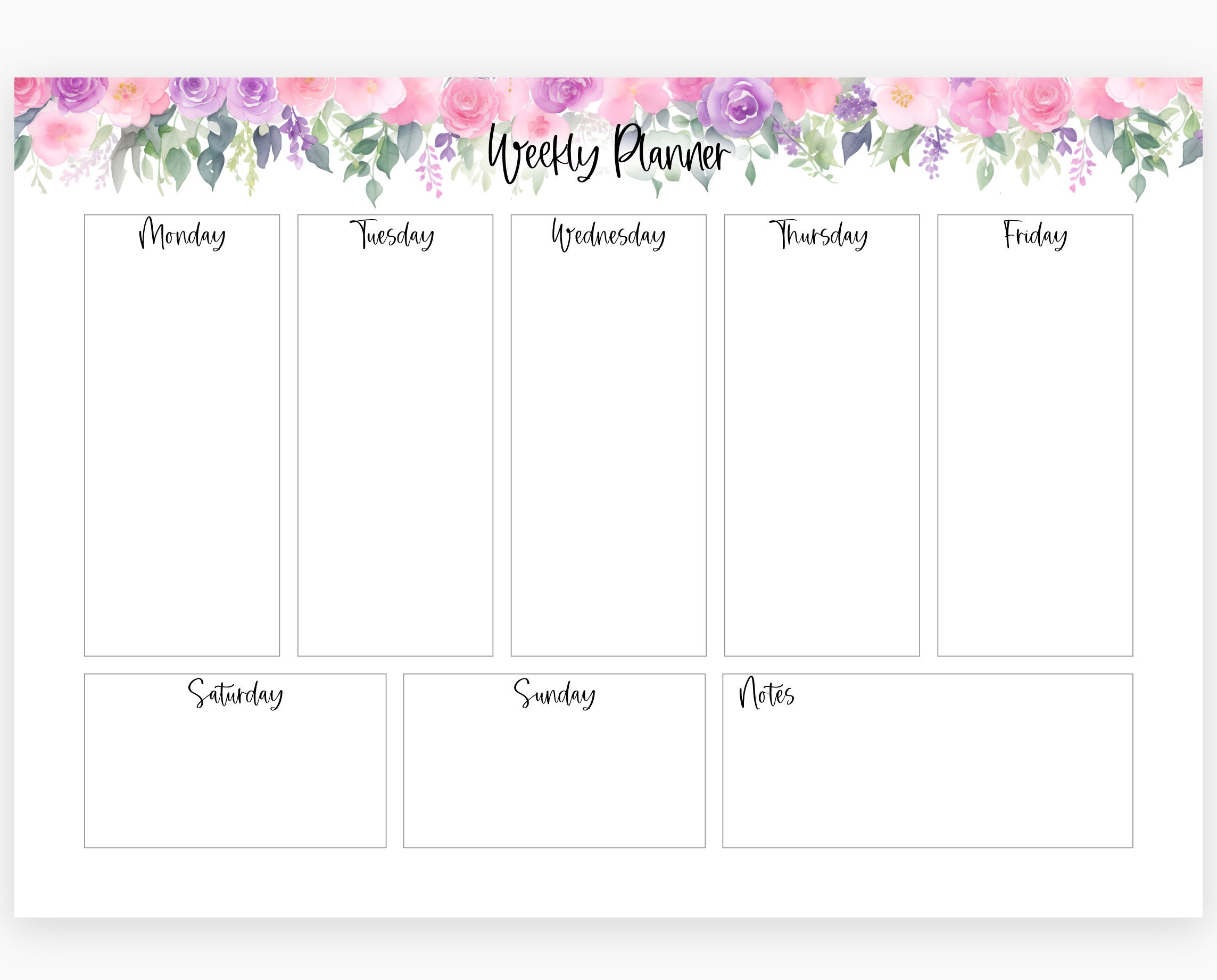 Weekly Planner Printable, A4 & Letter Size, Monday Sunday Start ...