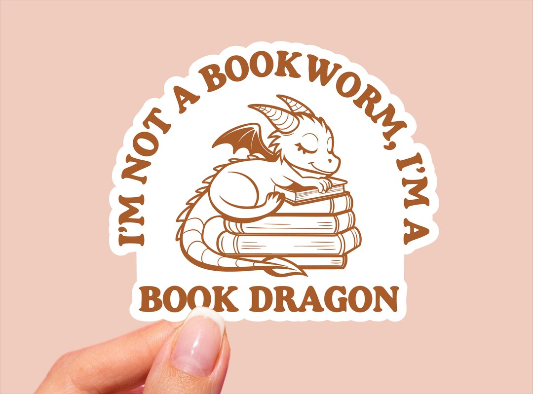 Book Dragon Sticker, Dragon Sticker, Fantasy Sticker, Bookish Sticker ...