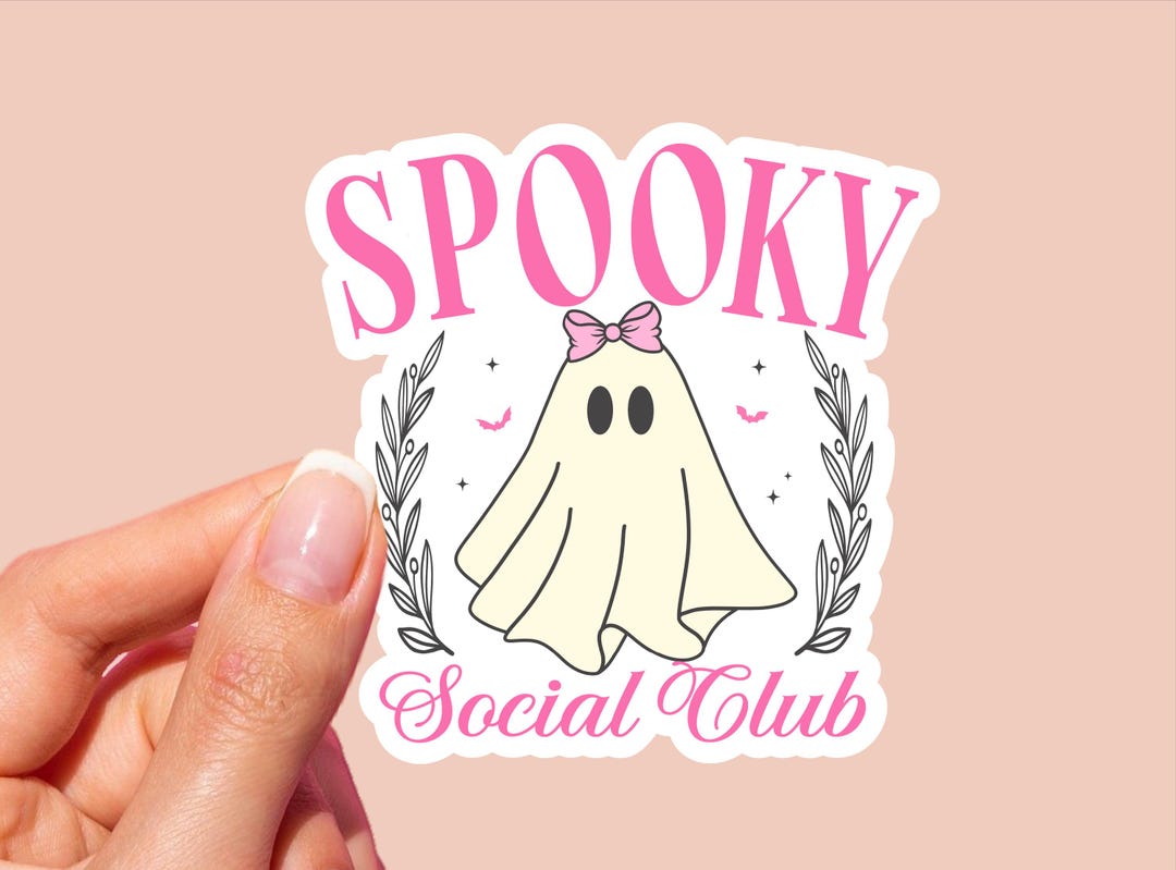 Spooky Social Club Sticker, Ghost Sticker, Coquette Sticker, Bow ...