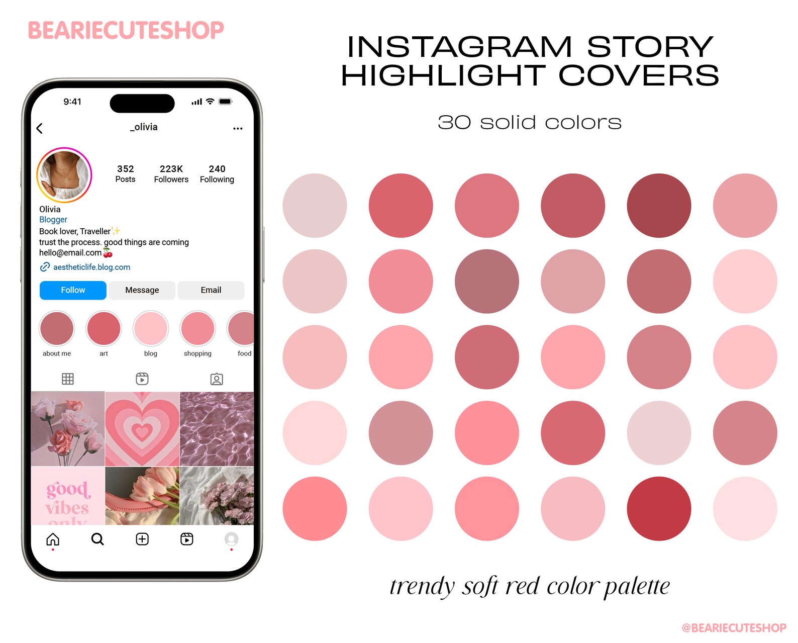 Soft Red Instagram Highlight Covers, Insta Covers, Solid Colors, IG ...