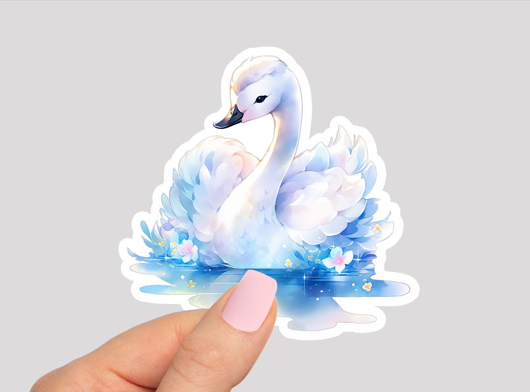 Swan Sticker, Kawaii Sticker, Cute Sticker, Bird Sticker, Aesthetic ...