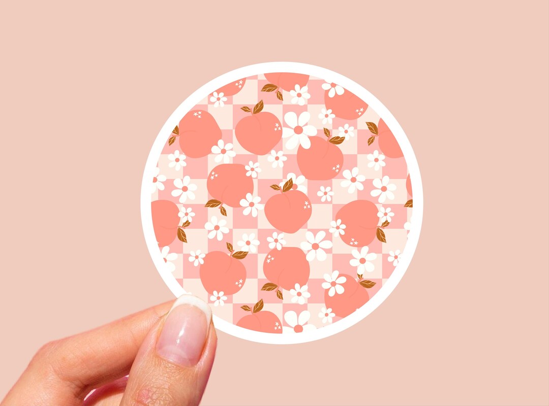 Peach Sticker, Cute Sticker, Pattern Sticker, Floral Sticker, Summer ...