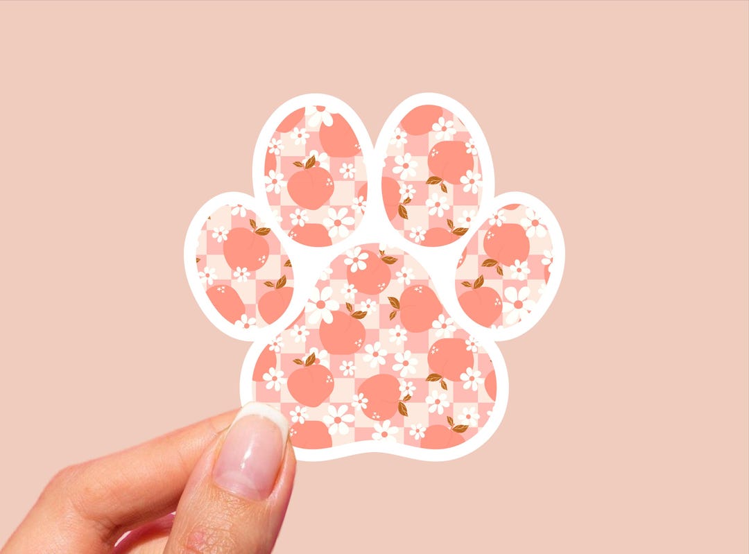 Paw Sticker, Peach Sticker, Cute Sticker, Pattern Sticker, Floral ...