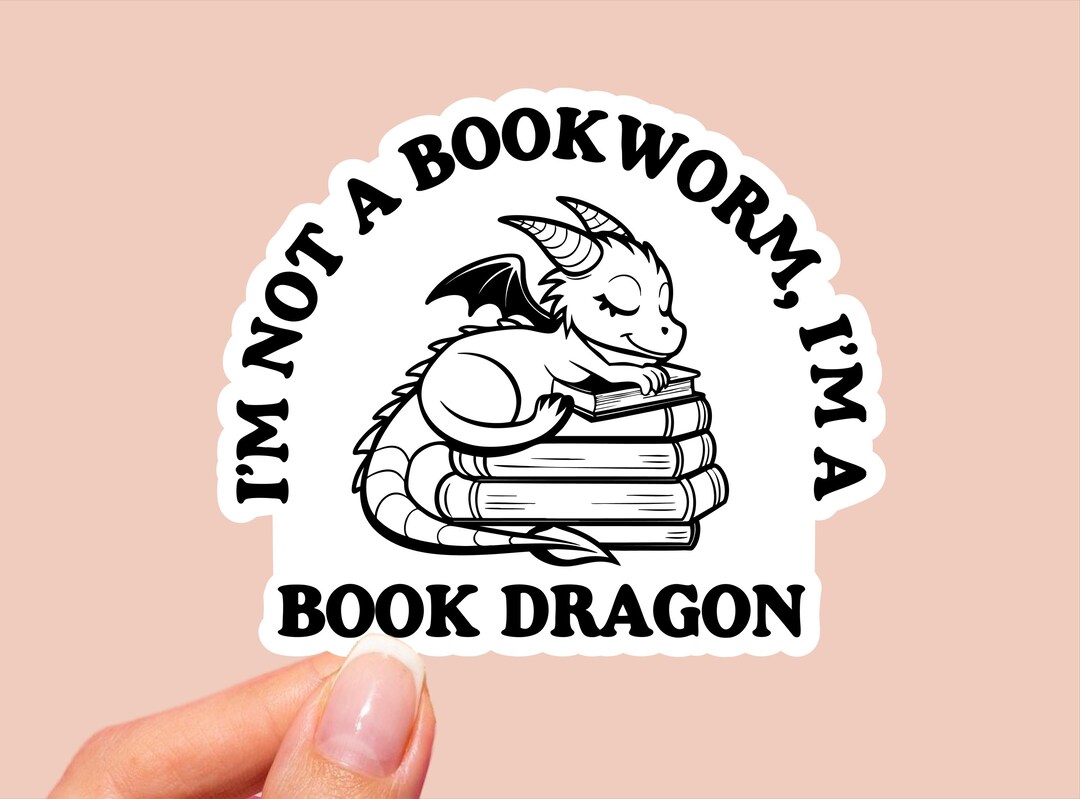 Book Dragon Sticker, Dragon Sticker, Bookish Sticker, Reading Sticker ...