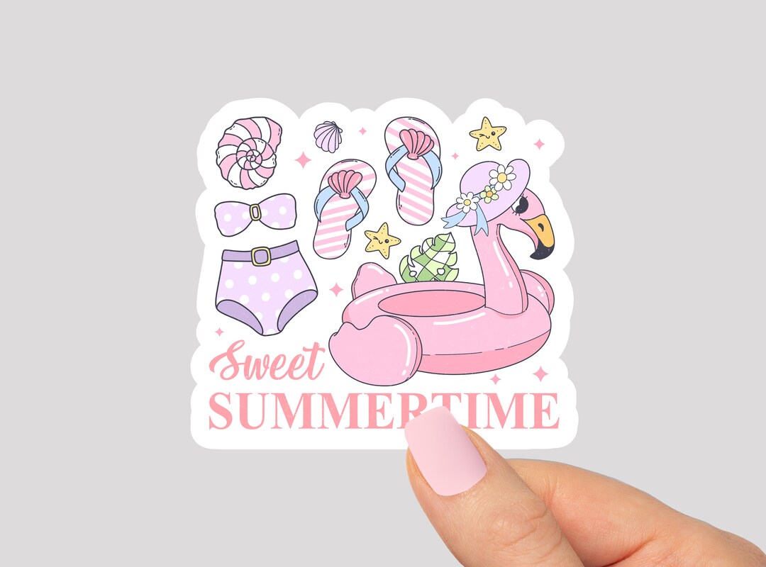 Summer Sticker, Beach Sticker, Pool Float Sticker, Flamingo Sticker ...