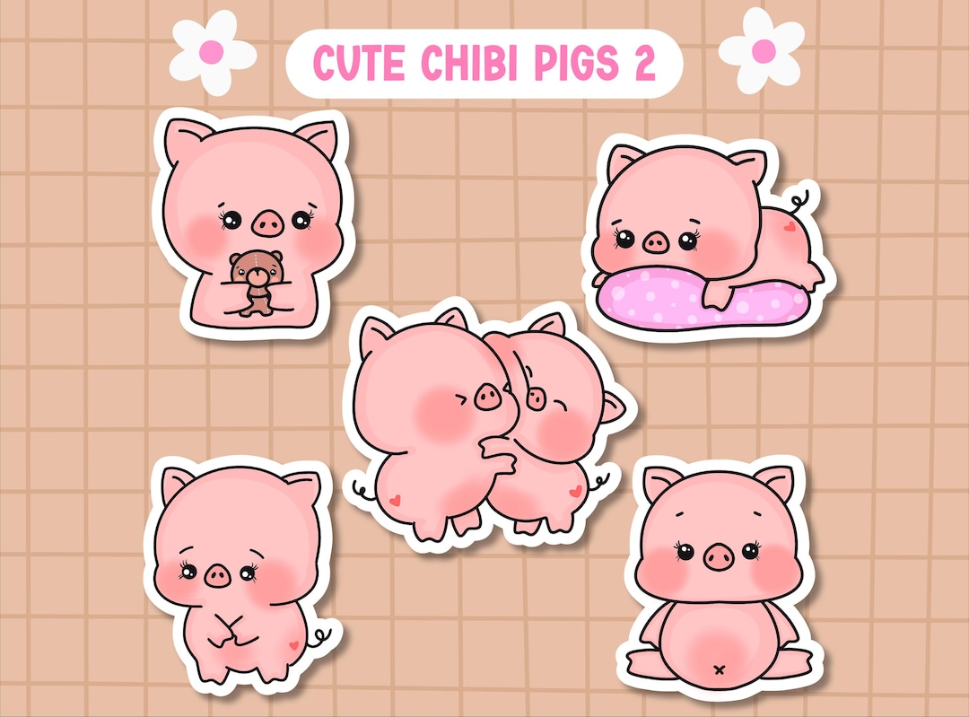 Pig Stickers, Sticker Pack, Kawaii Stickers, Cute Vinyl Sticker ...