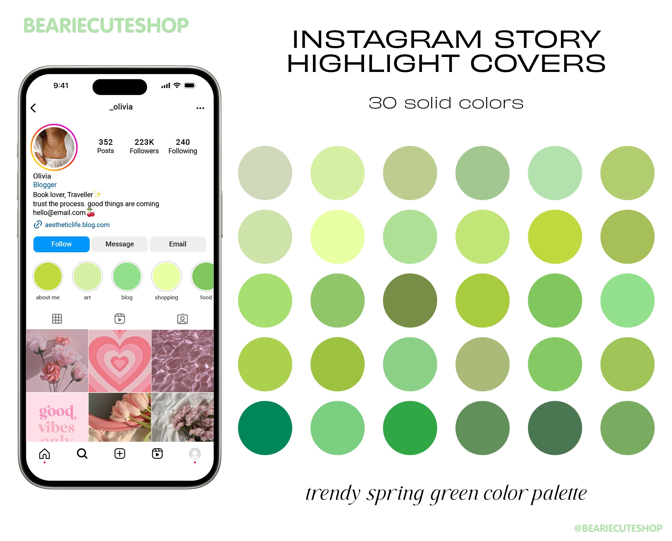 Spring Greens Instagram Highlight Covers, Insta Covers, Solid Colors ...