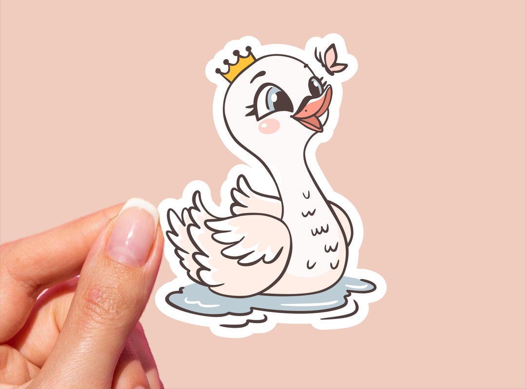 Swan Sticker, Cute Swan Sticker, Bird Sticker, Animal Sticker ...